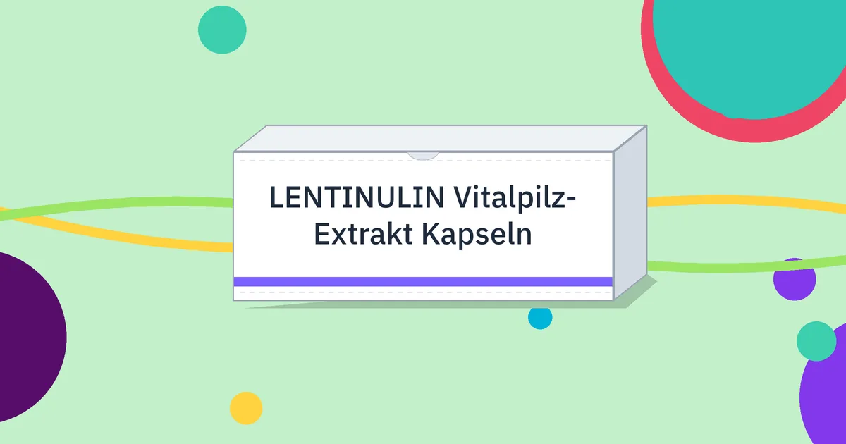 Symbolbild: Packung mit der Aufschrift LENTINULIN Vitalpilz-Extrakt Kapseln (PZN 00744427) – Verfügbarkeit und Bezug in Apotheken in Frankfurt am Main