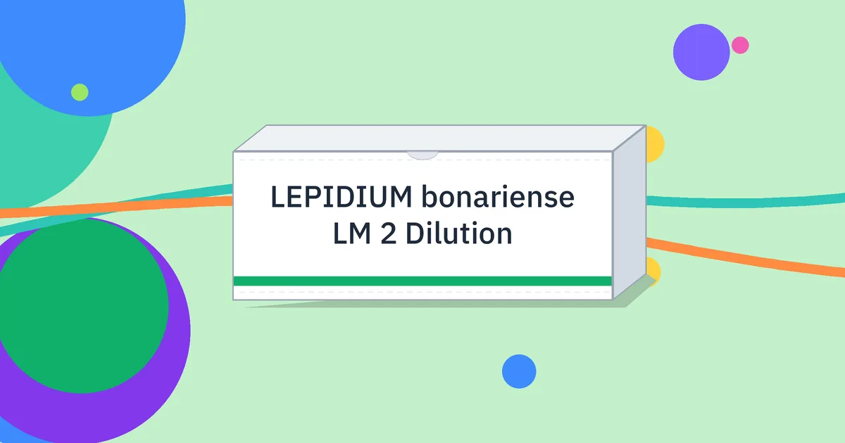 Symbolbild: Packung mit der Aufschrift LEPIDIUM bonariense LM 2 Dilution (PZN 13526235) – Verfügbarkeit und Bezug in Apotheken in Frankfurt am Main