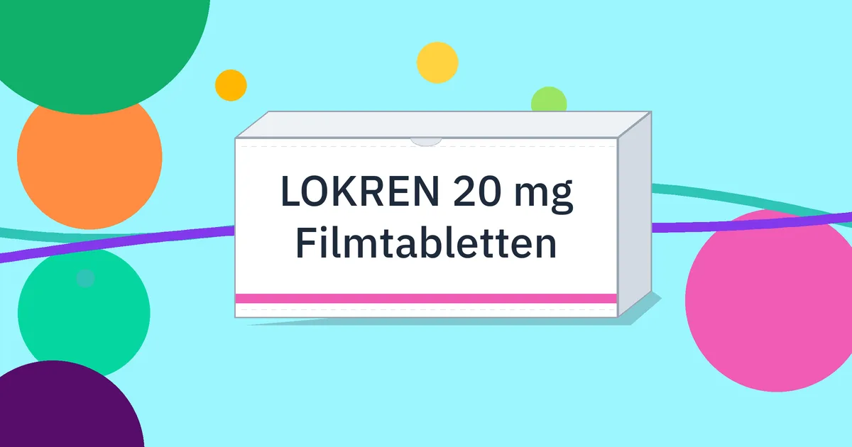Symbolbild: Packung mit der Aufschrift LOKREN 20 mg Filmtabletten (PZN 19132738) – Verfügbarkeit und Bezug in Apotheken in Frankfurt am Main
