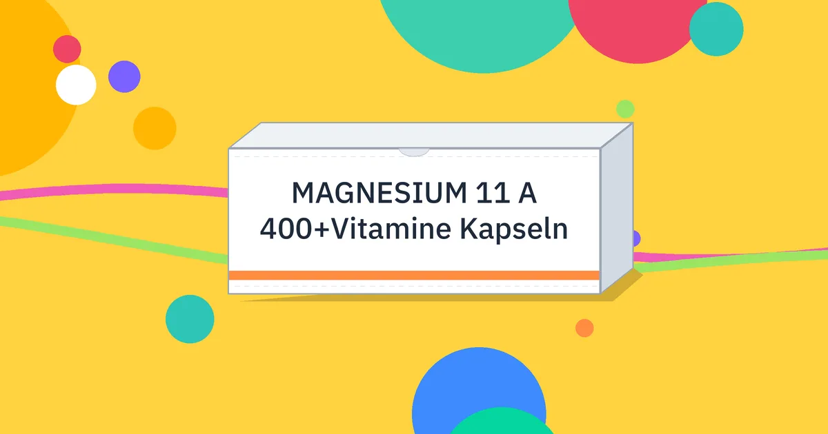 Symbolbild: Packung mit der Aufschrift MAGNESIUM 11 A 400+Vitamine Kapseln (PZN 09899663) – Verfügbarkeit und Bezug in Apotheken in Frankfurt am Main