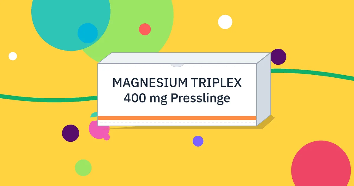 Symbolbild: Packung mit der Aufschrift MAGNESIUM TRIPLEX 400 mg Presslinge (PZN 20384468) – Verfügbarkeit und Bezug in Apotheken in Frankfurt am Main
