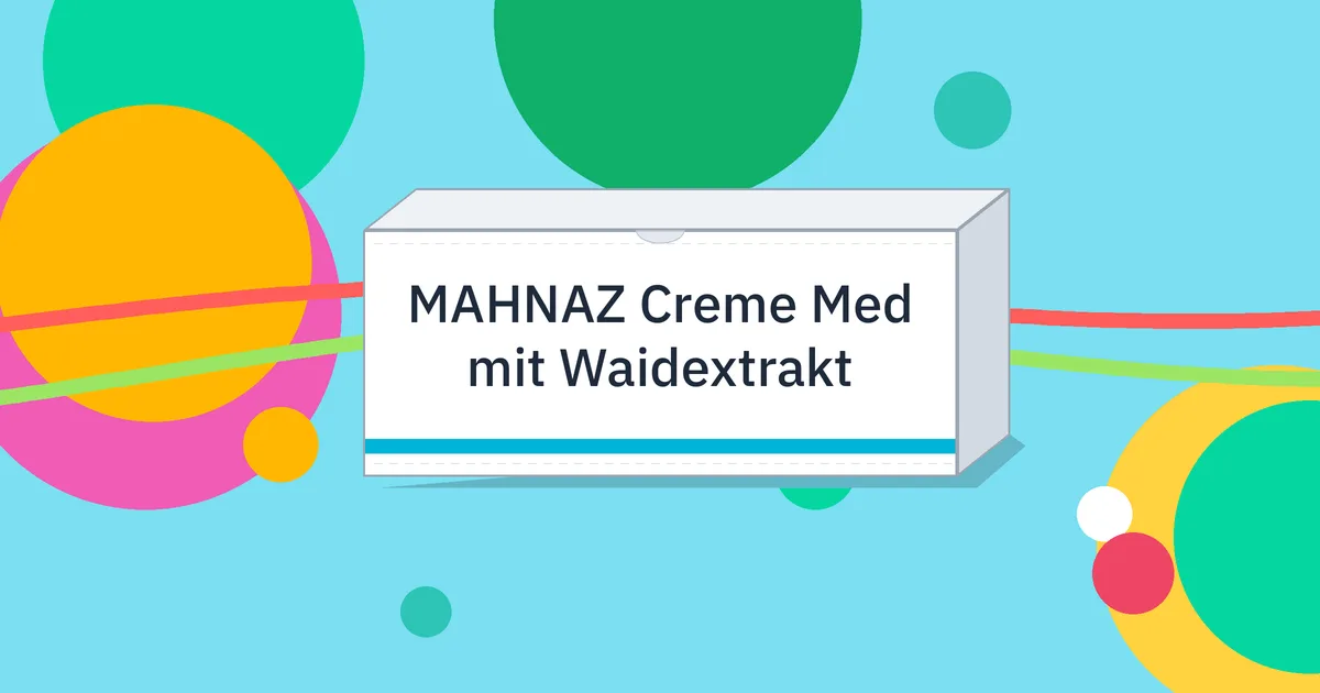 Symbolbild: Packung mit der Aufschrift MAHNAZ Creme Med mit Waidextrakt (PZN 14854237) – Verfügbarkeit und Bezug in Apotheken in Frankfurt am Main