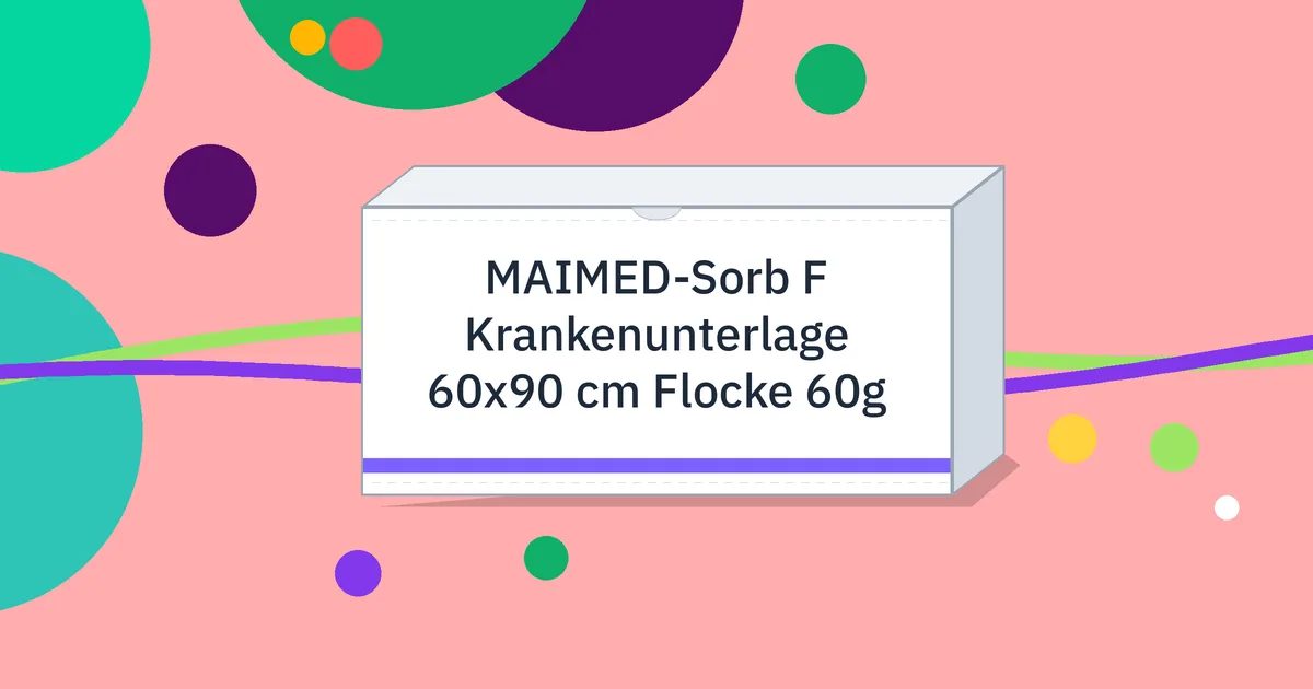 Symbolbild: Packung mit der Aufschrift MAIMED-Sorb F Krankenunterlage 60x90 cm Flocke 60g (PZN 19471512) – Verfügbarkeit und Bezug in Apotheken in Frankfurt am Main