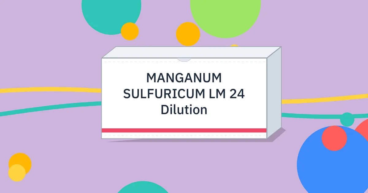 Symbolbild: Packung mit der Aufschrift MANGANUM SULFURICUM LM 24 Dilution (PZN 12946171) – Verfügbarkeit und Bezug in Apotheken in Frankfurt am Main