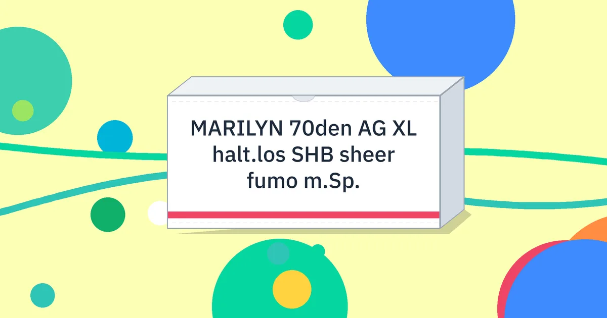 Symbolbild: Packung mit der Aufschrift MARILYN 70den AG XL halt.los SHB sheer fumo m.Sp. (PZN 16187294) – Verfügbarkeit und Bezug in Apotheken in Frankfurt am Main