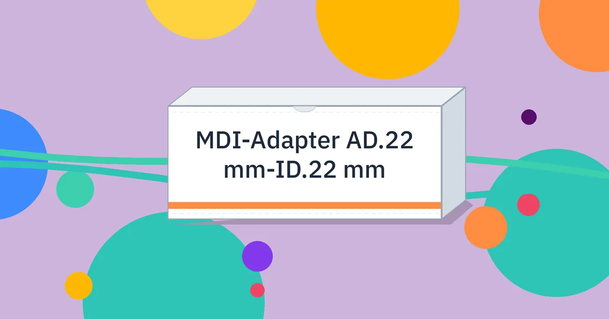 Symbolbild: Packung mit der Aufschrift MDI-Adapter AD.22 mm-ID.22 mm (PZN 16955824) – Verfügbarkeit und Bezug in Apotheken in Frankfurt am Main
