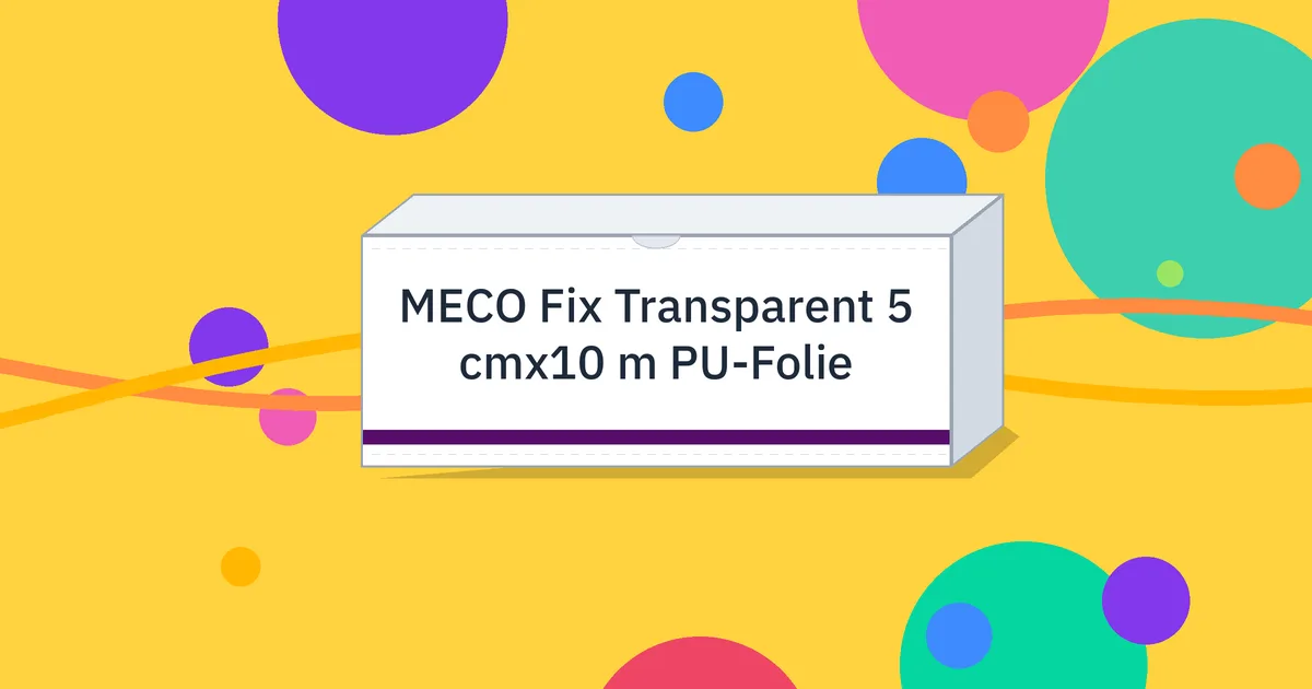 Symbolbild: Packung mit der Aufschrift MECO Fix Transparent 5 cmx10 m PU-Folie (PZN 20090413) – Verfügbarkeit und Bezug in Apotheken in Frankfurt am Main
