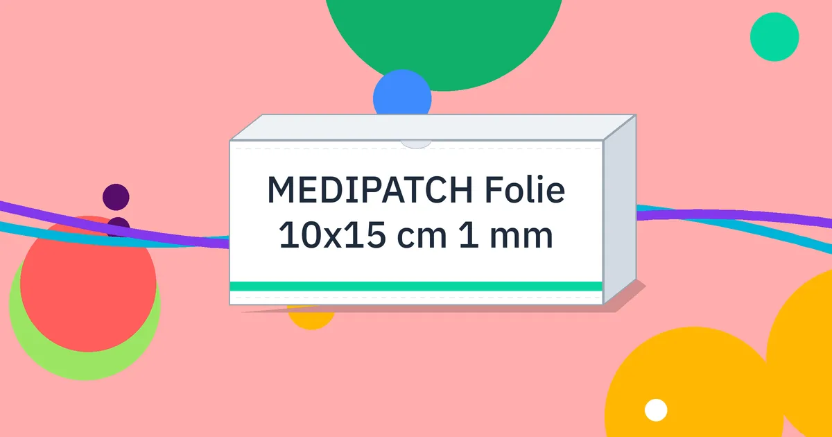 Symbolbild: Packung mit der Aufschrift MEDIPATCH Folie 10x15 cm 1 mm (PZN 03383303) – Verfügbarkeit und Bezug in Apotheken in Frankfurt am Main