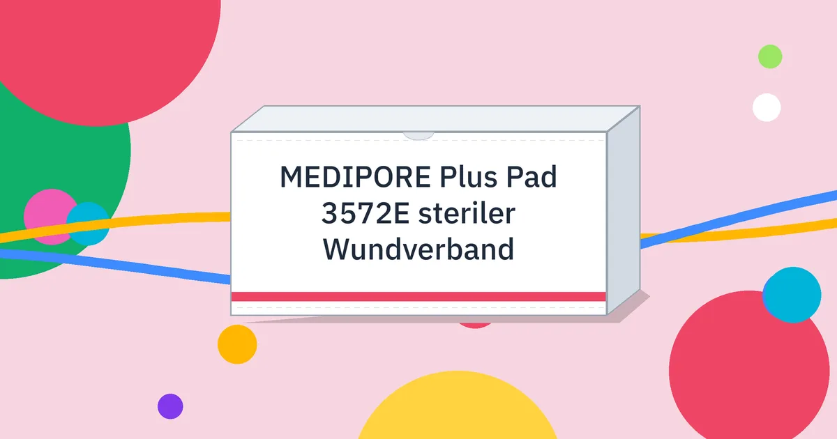 Symbolbild: Packung mit der Aufschrift MEDIPORE Plus Pad 3572E steriler Wundverband (PZN 17902623) – Verfügbarkeit und Bezug in Apotheken in Frankfurt am Main