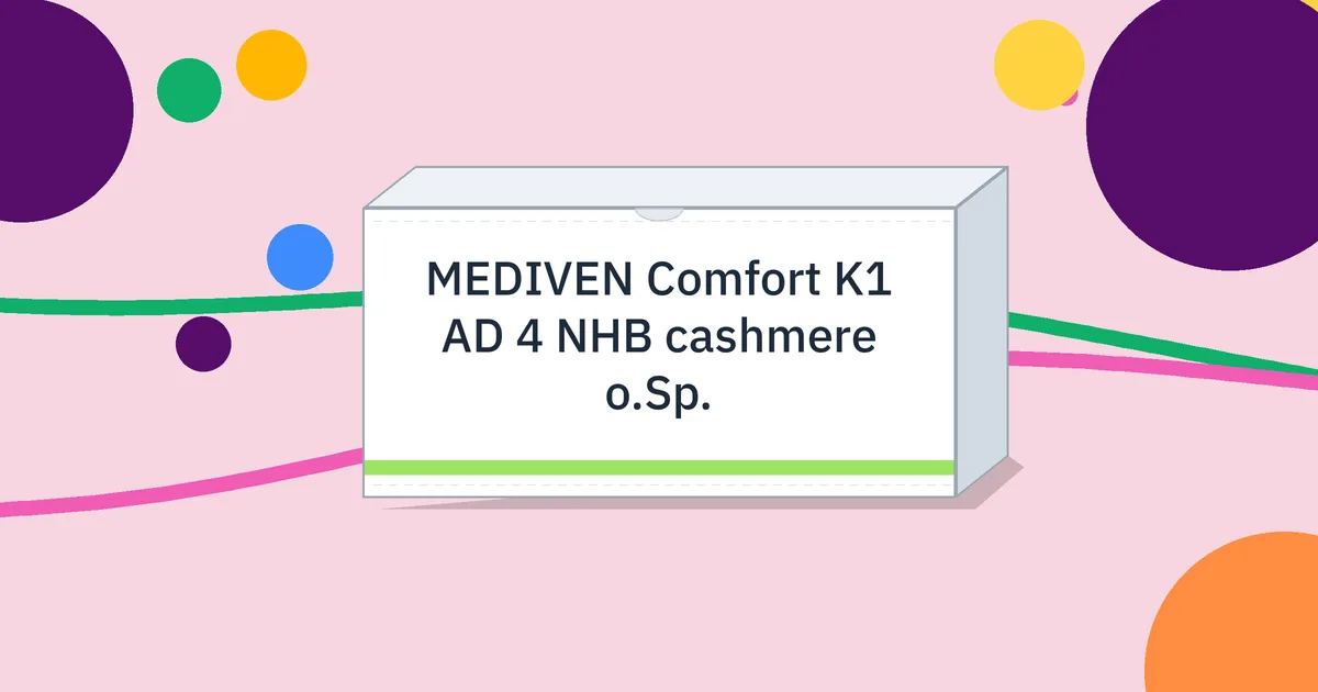 Symbolbild: Packung mit der Aufschrift MEDIVEN Comfort K1 AD 4 NHB cashmere o.Sp. (PZN 14658861) – Verfügbarkeit und Bezug in Apotheken in Frankfurt am Main