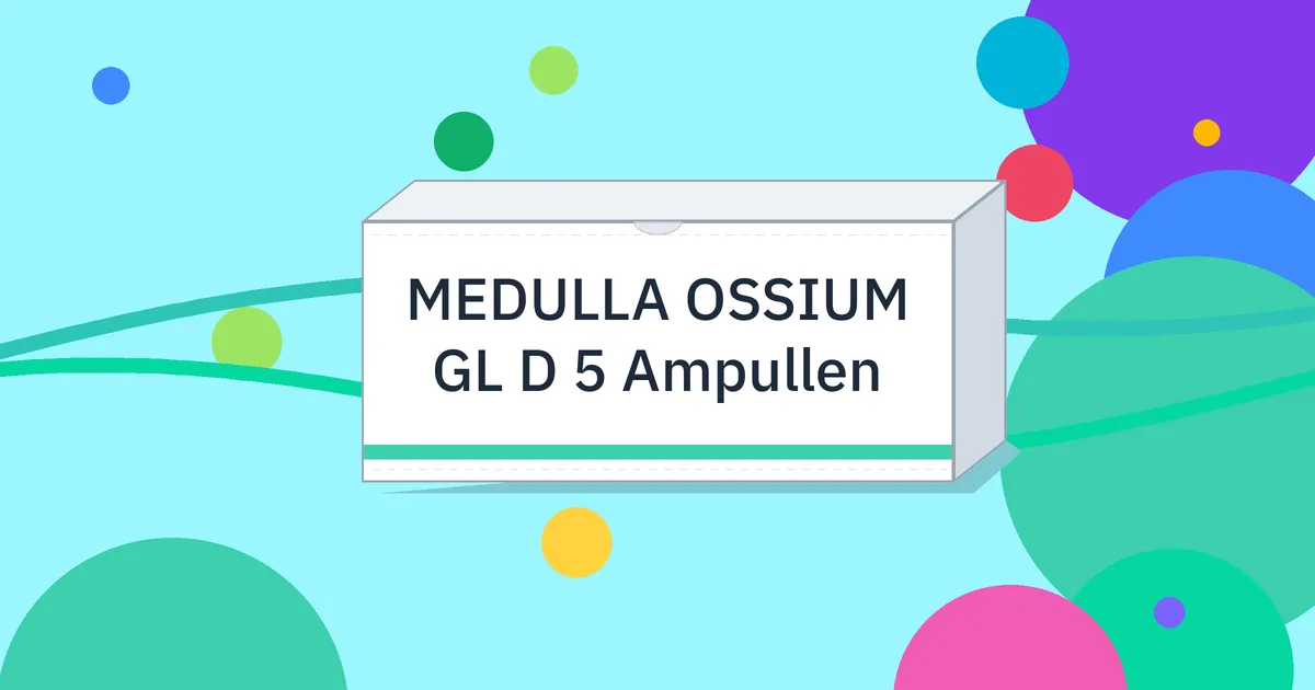 Symbolbild: Packung mit der Aufschrift MEDULLA OSSIUM GL D 5 Ampullen (PZN 03356134) – Verfügbarkeit und Bezug in Apotheken in Frankfurt am Main