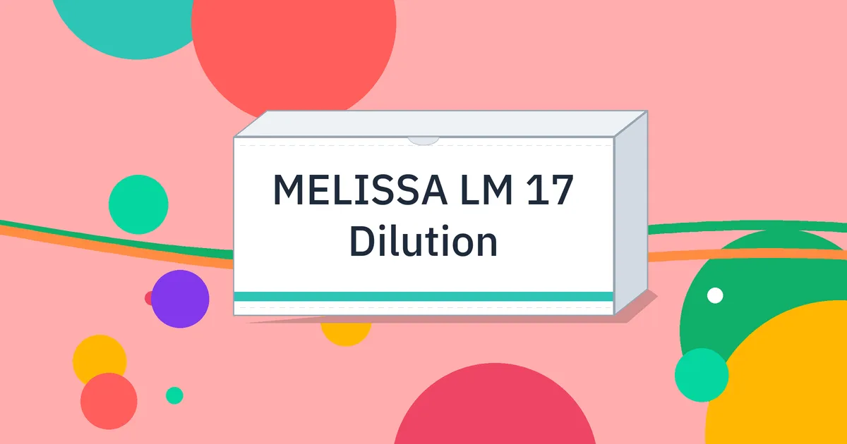 Symbolbild: Packung mit der Aufschrift MELISSA LM 17 Dilution (PZN 12947437) – Verfügbarkeit und Bezug in Apotheken in Frankfurt am Main