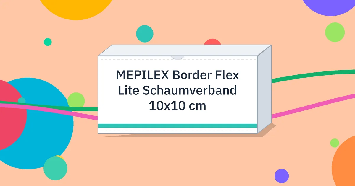 Symbolbild: Packung mit der Aufschrift MEPILEX Border Flex Lite Schaumverband 10x10 cm (PZN 17615912) – Verfügbarkeit und Bezug in Apotheken in Frankfurt am Main