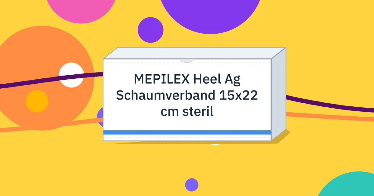 Symbolbild: Packung mit der Aufschrift MEPILEX Heel Ag Schaumverband 15x22 cm steril (PZN 06574943) – Verfügbarkeit und Bezug in Apotheken in Frankfurt am Main