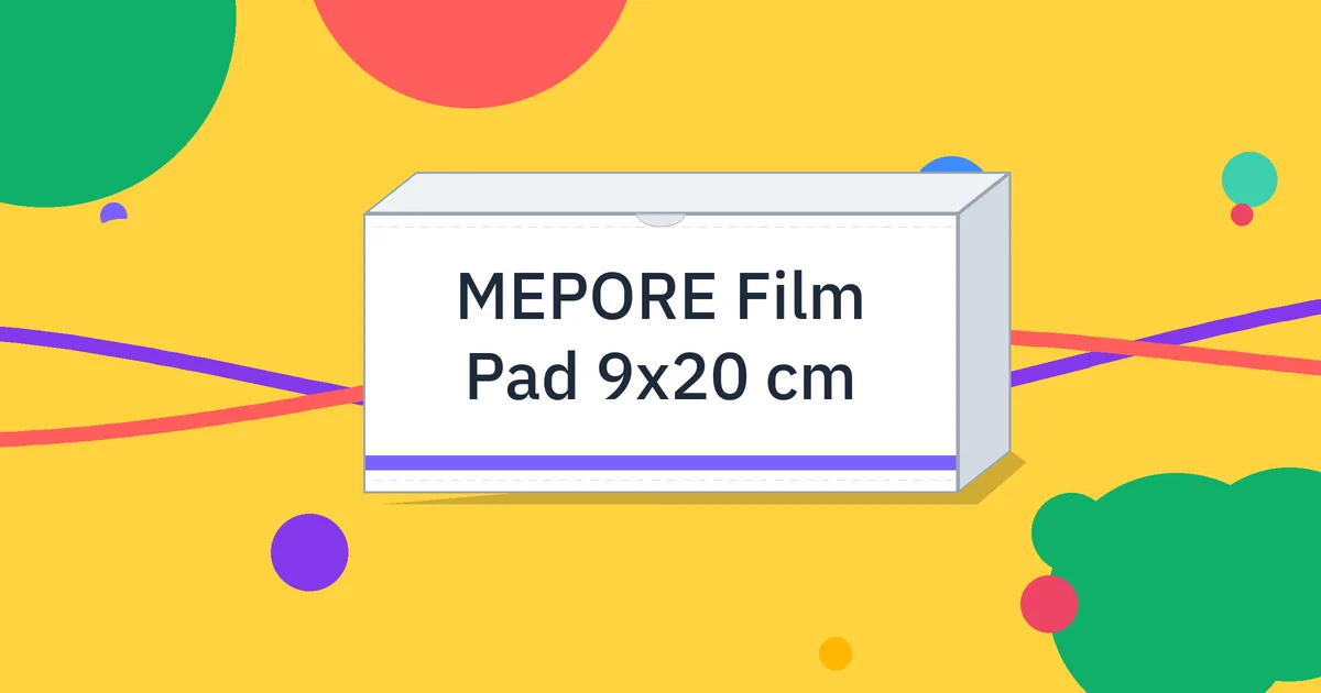 Symbolbild: Packung mit der Aufschrift MEPORE Film Pad 9x20 cm (PZN 11003154) – Verfügbarkeit und Bezug in Apotheken in Frankfurt am Main
