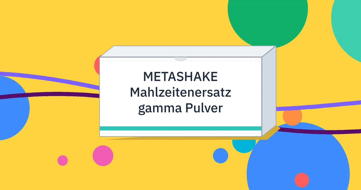 Symbolbild: Packung mit der Aufschrift METASHAKE Mahlzeitenersatz gamma Pulver (PZN 15262591) – Verfügbarkeit und Bezug in Apotheken in Frankfurt am Main
