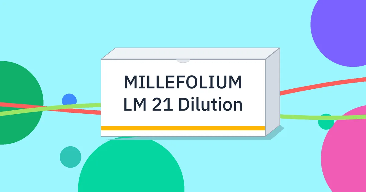 Symbolbild: Packung mit der Aufschrift MILLEFOLIUM LM 21 Dilution (PZN 13608068) – Verfügbarkeit und Bezug in Apotheken in Frankfurt am Main