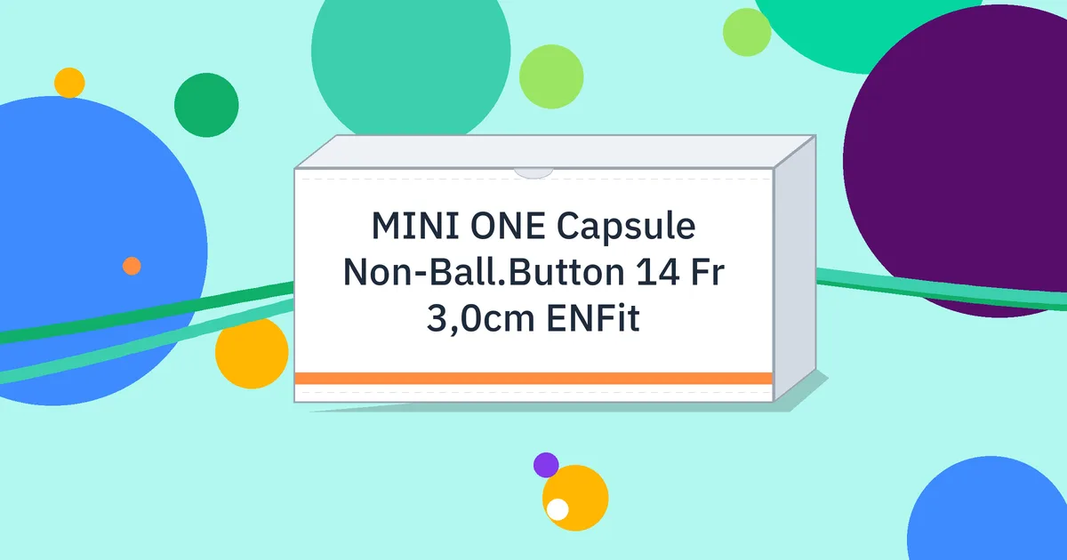 Symbolbild: Packung mit der Aufschrift MINI ONE Capsule Non-Ball.Button 14 Fr 3,0cm ENFit (PZN 14344051) – Verfügbarkeit und Bezug in Apotheken in Frankfurt am Main