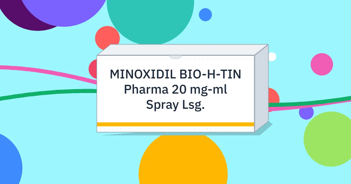 Symbolbild: Packung mit der Aufschrift MINOXIDIL BIO-H-TIN Pharma 20 mg-ml Spray Lsg. (PZN 10391763) – Verfügbarkeit und Bezug in Apotheken in Frankfurt am Main