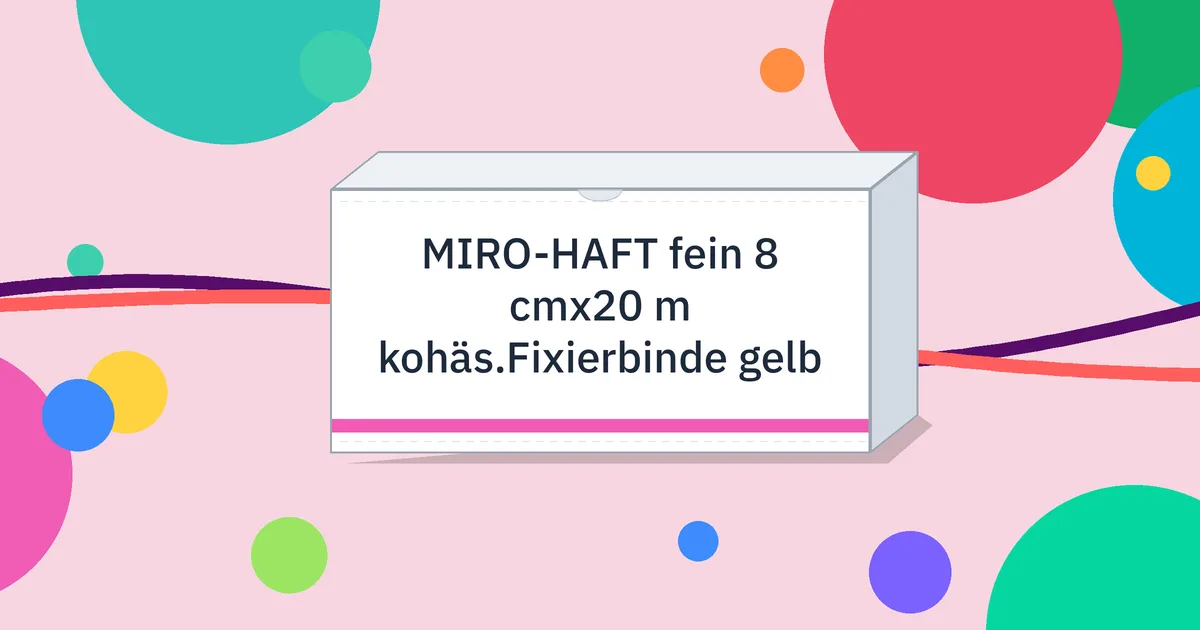 Symbolbild: Packung mit der Aufschrift MIRO-HAFT fein 8 cmx20 m kohäs.Fixierbinde gelb (PZN 01212514) – Verfügbarkeit und Bezug in Apotheken in Frankfurt am Main