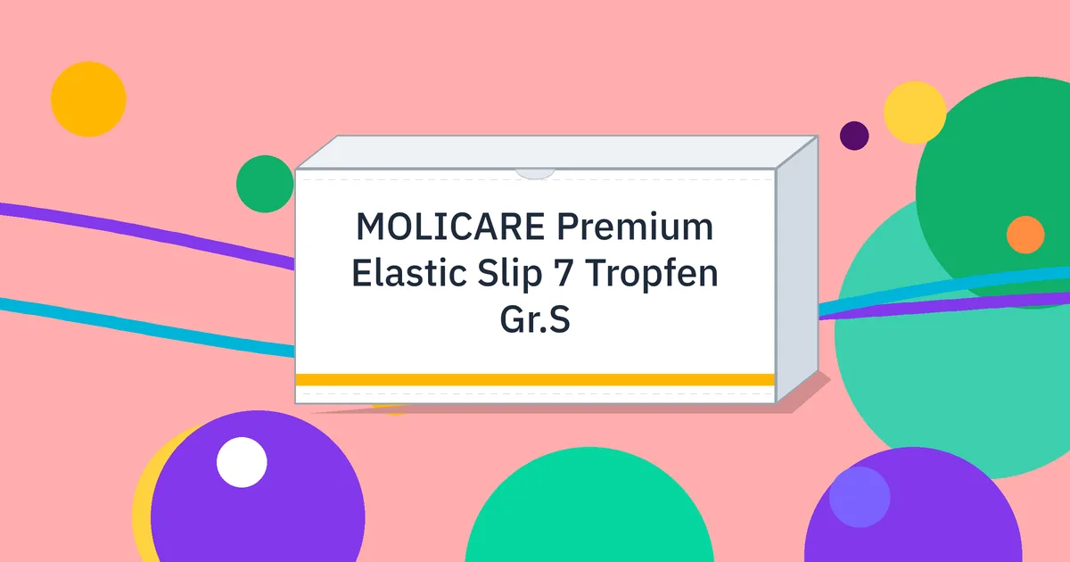 Symbolbild: Packung mit der Aufschrift MOLICARE Premium Elastic Slip 7 Tropfen Gr.S (PZN 15783829) – Verfügbarkeit und Bezug in Apotheken in Frankfurt am Main