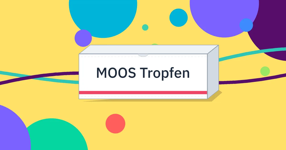 Symbolbild: Packung mit der Aufschrift MOOS Tropfen (PZN 18717968) – Verfügbarkeit und Bezug in Apotheken in Frankfurt am Main