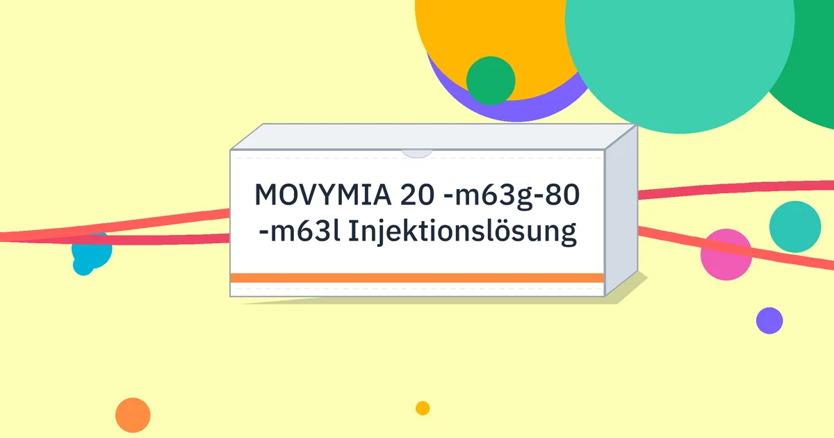 Symbolbild: Packung mit der Aufschrift MOVYMIA 20 -m63g-80 -m63l Injektionslösung (PZN 16145640) – Verfügbarkeit und Bezug in Apotheken in Frankfurt am Main