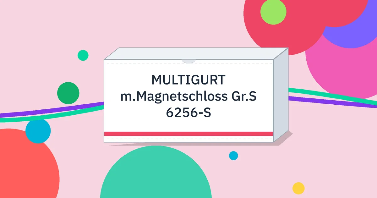 Symbolbild: Packung mit der Aufschrift MULTIGURT m.Magnetschloss Gr.S 6256-S (PZN 13586295) – Verfügbarkeit und Bezug in Apotheken in Frankfurt am Main