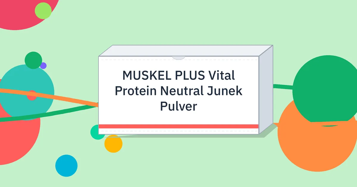 Symbolbild: Packung mit der Aufschrift MUSKEL PLUS Vital Protein Neutral Junek Pulver (PZN 20808477) – Verfügbarkeit und Bezug in Apotheken in Frankfurt am Main