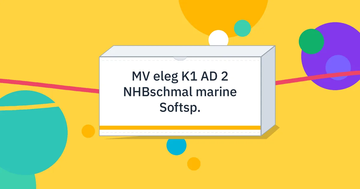 Symbolbild: Packung mit der Aufschrift MV eleg K1 AD 2 NHBschmal marine Softsp. (PZN 15674075) – Verfügbarkeit und Bezug in Apotheken in Frankfurt am Main