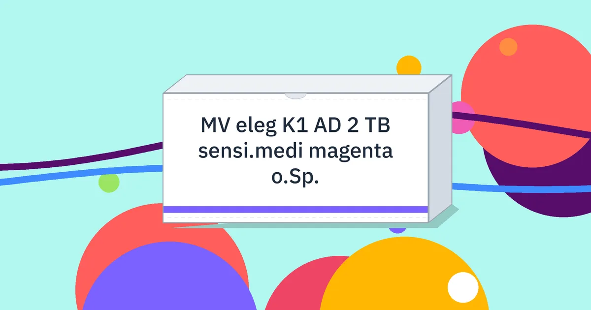 Symbolbild: Packung mit der Aufschrift MV eleg K1 AD 2 TB sensi.medi magenta o.Sp. (PZN 14617649) – Verfügbarkeit und Bezug in Apotheken in Frankfurt am Main