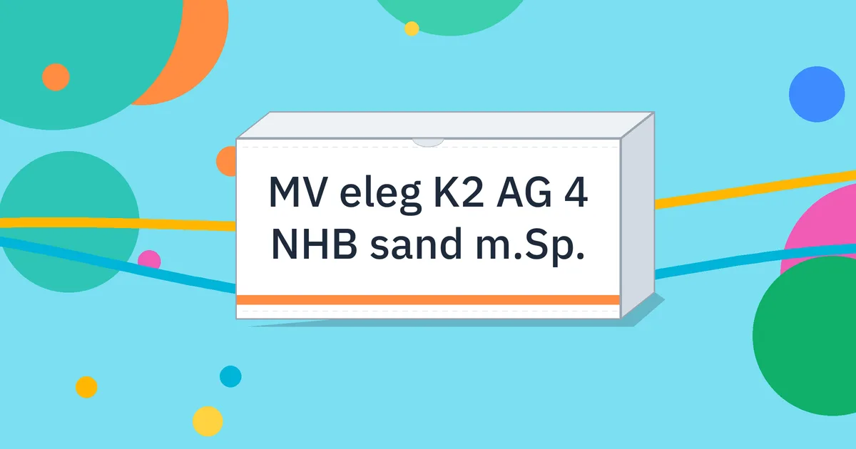 Symbolbild: Packung mit der Aufschrift MV eleg K2 AG 4 NHB sand m.Sp. (PZN 18929044) – Verfügbarkeit und Bezug in Apotheken in Frankfurt am Main