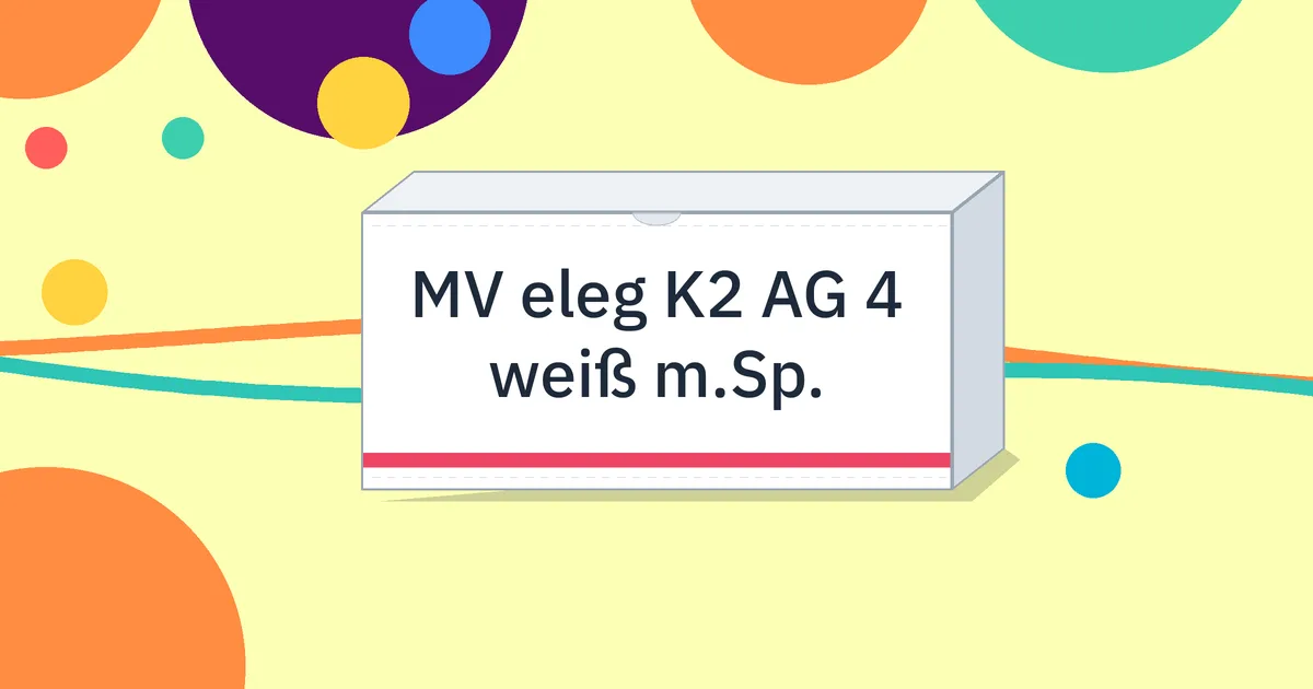 Symbolbild: Packung mit der Aufschrift MV eleg K2 AG 4 weiß m.Sp. (PZN 00320213) – Verfügbarkeit und Bezug in Apotheken in Frankfurt am Main
