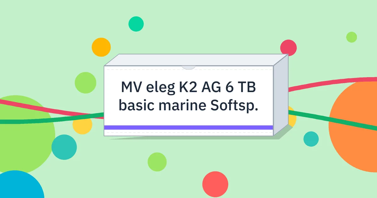 Symbolbild: Packung mit der Aufschrift MV eleg K2 AG 6 TB basic marine Softsp. (PZN 14613781) – Verfügbarkeit und Bezug in Apotheken in Frankfurt am Main