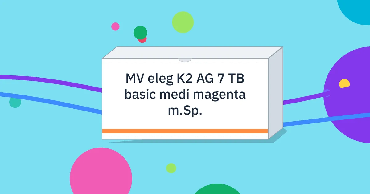 Symbolbild: Packung mit der Aufschrift MV eleg K2 AG 7 TB basic medi magenta m.Sp. (PZN 14643457) – Verfügbarkeit und Bezug in Apotheken in Frankfurt am Main
