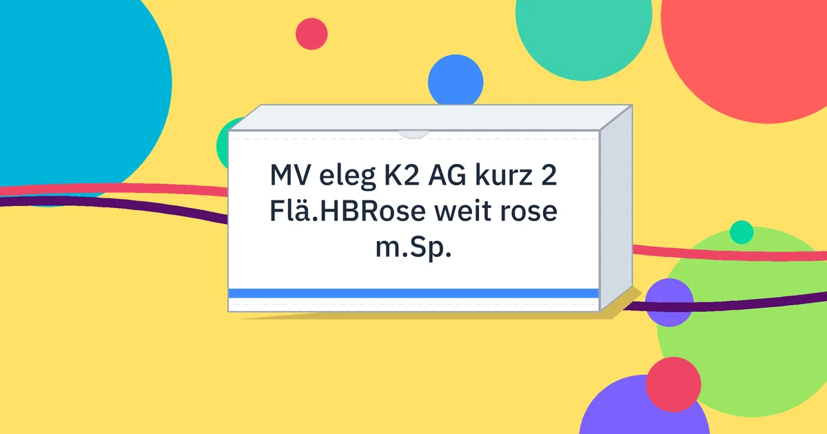 Symbolbild: Packung mit der Aufschrift MV eleg K2 AG kurz 2 Flä.HBRose weit rose m.Sp. (PZN 15705858) – Verfügbarkeit und Bezug in Apotheken in Frankfurt am Main