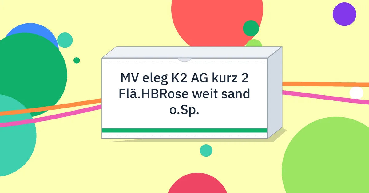 Symbolbild: Packung mit der Aufschrift MV eleg K2 AG kurz 2 Flä.HBRose weit sand o.Sp. (PZN 18926198) – Verfügbarkeit und Bezug in Apotheken in Frankfurt am Main