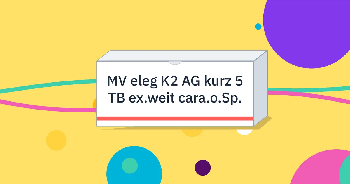 Symbolbild: Packung mit der Aufschrift MV eleg K2 AG kurz 5 TB ex.weit cara.o.Sp. (PZN 09880014) – Verfügbarkeit und Bezug in Apotheken in Frankfurt am Main