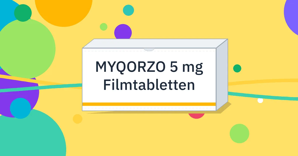 Symbolbild: Packung mit der Aufschrift MYQORZO 5 mg Filmtabletten (PZN 20231351) – Verfügbarkeit und Bezug in Apotheken in Frankfurt am Main