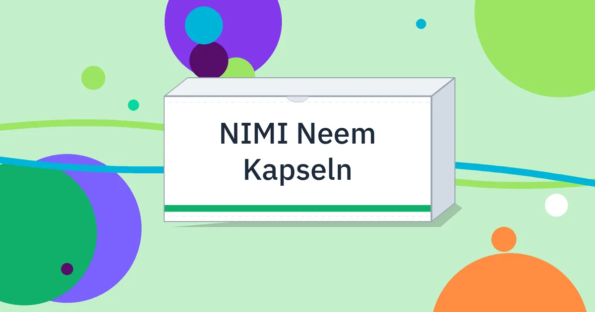 Symbolbild: Packung mit der Aufschrift NIMI Neem Kapseln (PZN 14234888) – Verfügbarkeit und Bezug in Apotheken in Frankfurt am Main