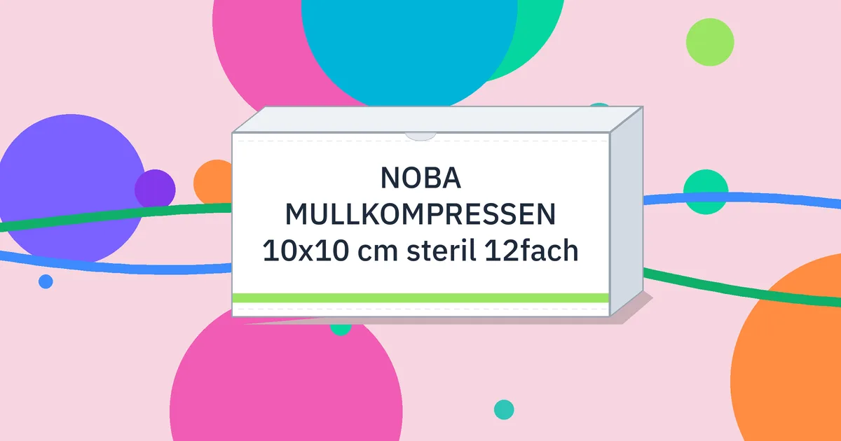 Symbolbild: Packung mit der Aufschrift NOBA MULLKOMPRESSEN 10x10 cm steril 12fach (PZN 05527054) – Verfügbarkeit und Bezug in Apotheken in Frankfurt am Main