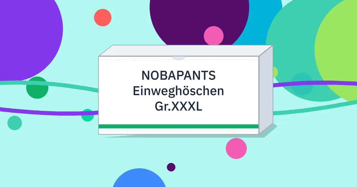 Symbolbild: Packung mit der Aufschrift NOBAPANTS Einweghöschen Gr.XXXL (PZN 00160790) – Verfügbarkeit und Bezug in Apotheken in Frankfurt am Main
