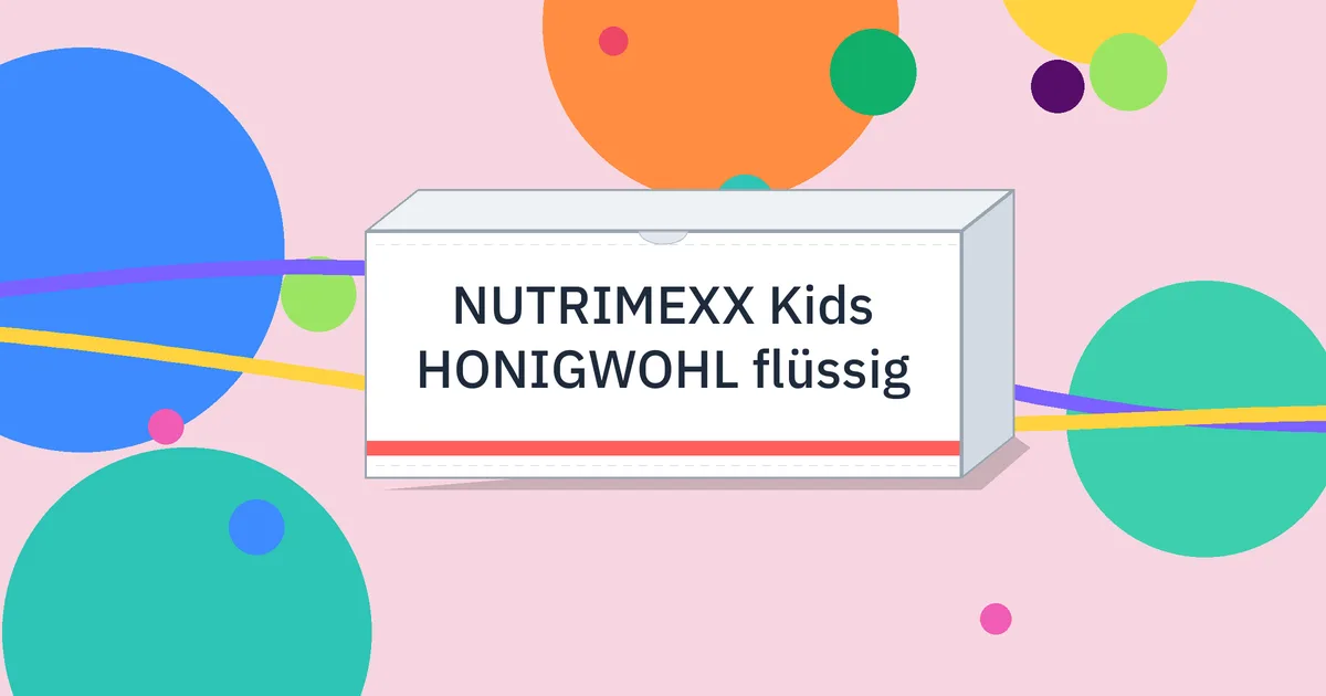 Symbolbild: Packung mit der Aufschrift NUTRIMEXX Kids HONIGWOHL flüssig (PZN 17424744) – Verfügbarkeit und Bezug in Apotheken in Frankfurt am Main