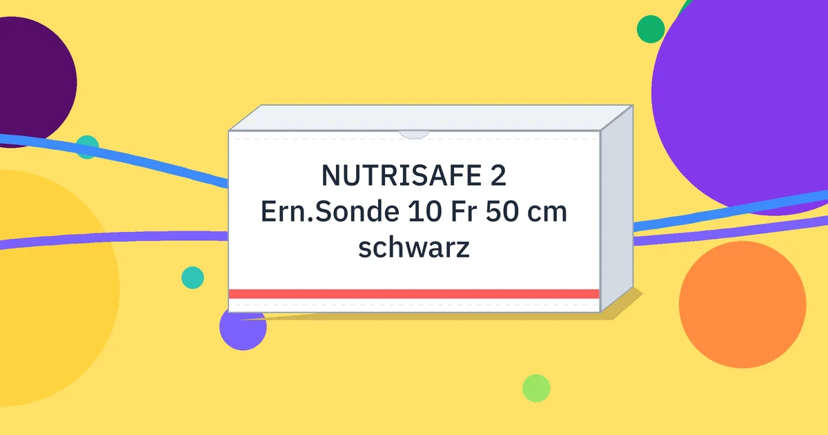 Symbolbild: Packung mit der Aufschrift NUTRISAFE 2 Ern.Sonde 10 Fr 50 cm schwarz (PZN 12907449) – Verfügbarkeit und Bezug in Apotheken in Frankfurt am Main