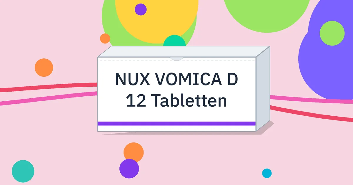 Symbolbild: Packung mit der Aufschrift NUX VOMICA D 12 Tabletten (PZN 01780810) – Verfügbarkeit und Bezug in Apotheken in Frankfurt am Main