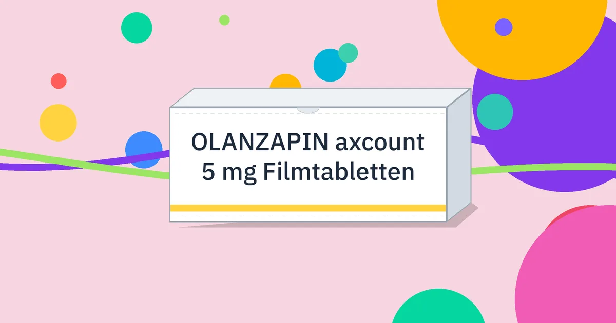 Symbolbild: Packung mit der Aufschrift OLANZAPIN axcount 5 mg Filmtabletten (PZN 10522001) – Verfügbarkeit und Bezug in Apotheken in Frankfurt am Main