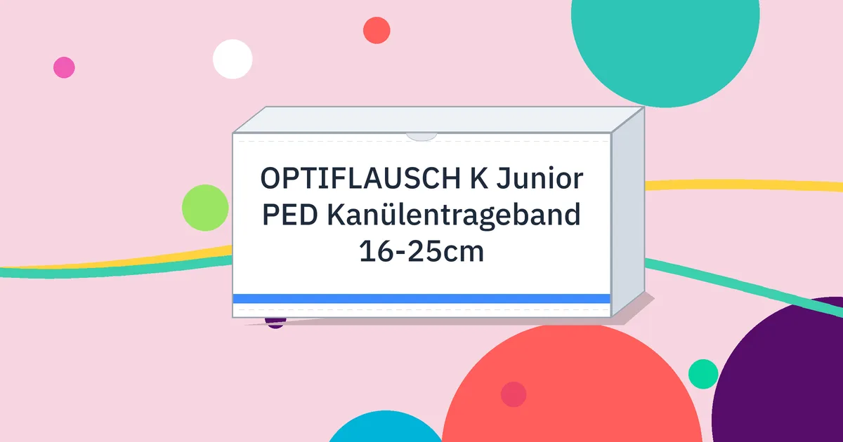 Symbolbild: Packung mit der Aufschrift OPTIFLAUSCH K Junior PED Kanülentrageband 16-25cm (PZN 15236547) – Verfügbarkeit und Bezug in Apotheken in Frankfurt am Main