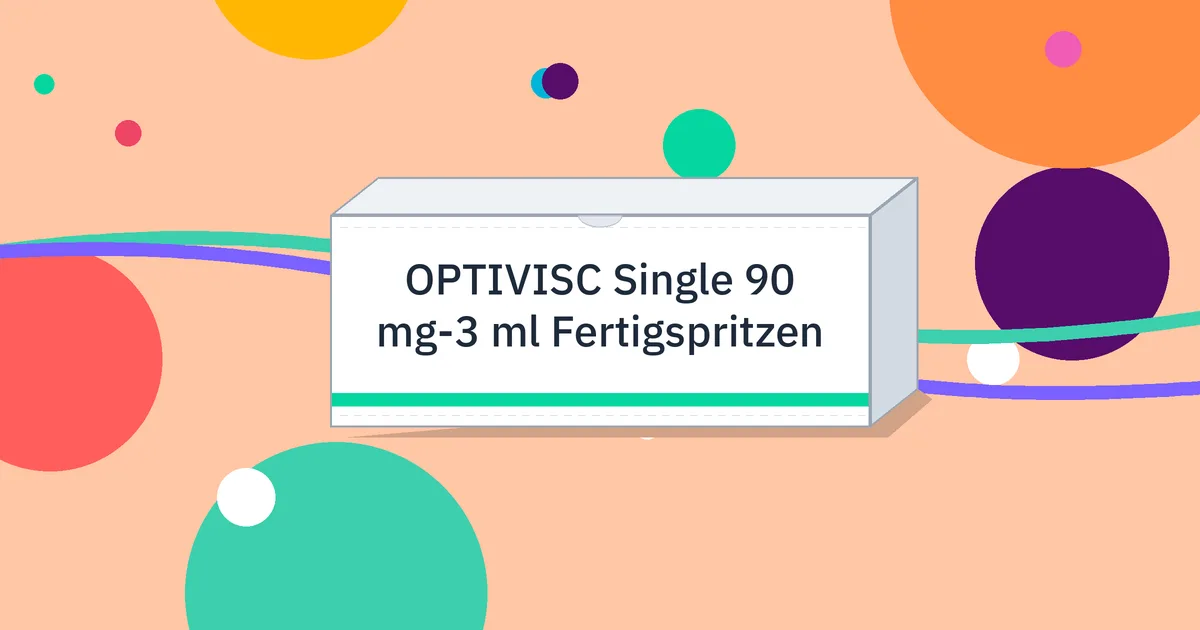 Symbolbild: Packung mit der Aufschrift OPTIVISC Single 90 mg-3 ml Fertigspritzen (PZN 16789886) – Verfügbarkeit und Bezug in Apotheken in Frankfurt am Main
