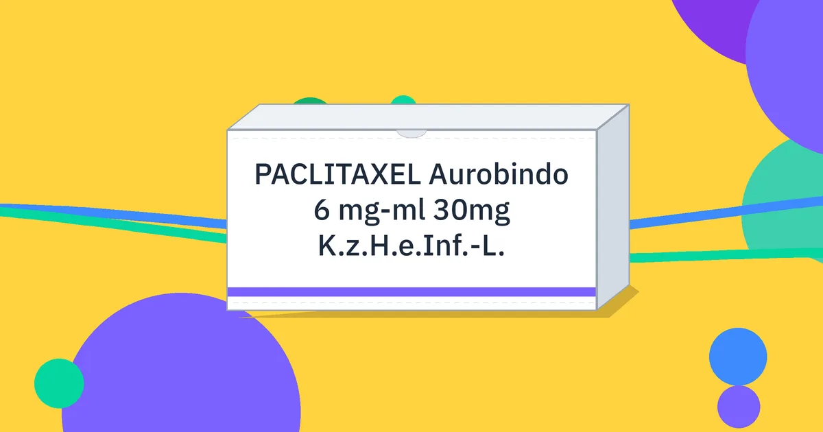 Symbolbild: Packung mit der Aufschrift PACLITAXEL Aurobindo 6 mg-ml 30mg K.z.H.e.Inf.-L. (PZN 19377316) – Verfügbarkeit und Bezug in Apotheken in Frankfurt am Main