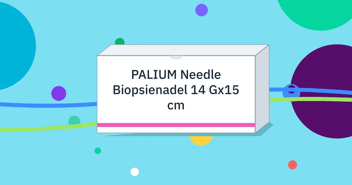 Symbolbild: Packung mit der Aufschrift PALIUM Needle Biopsienadel 14 Gx15 cm (PZN 16922724) – Verfügbarkeit und Bezug in Apotheken in Frankfurt am Main